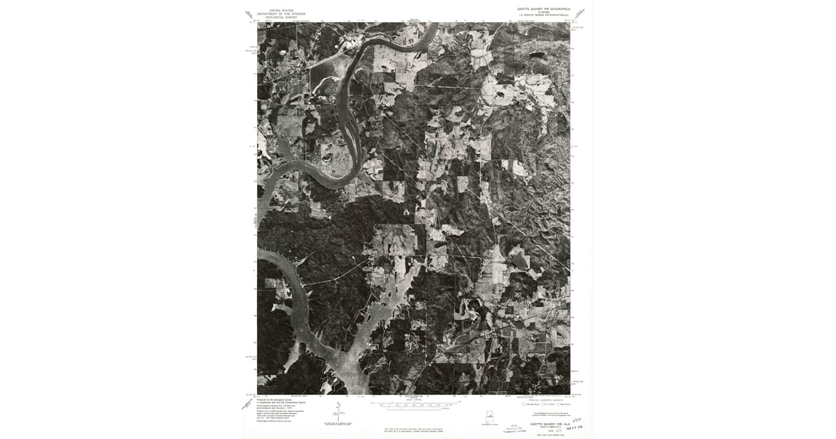 1975 Map of Gantts Quarry NW, Talladega County, AL — High-Res | Pastmaps