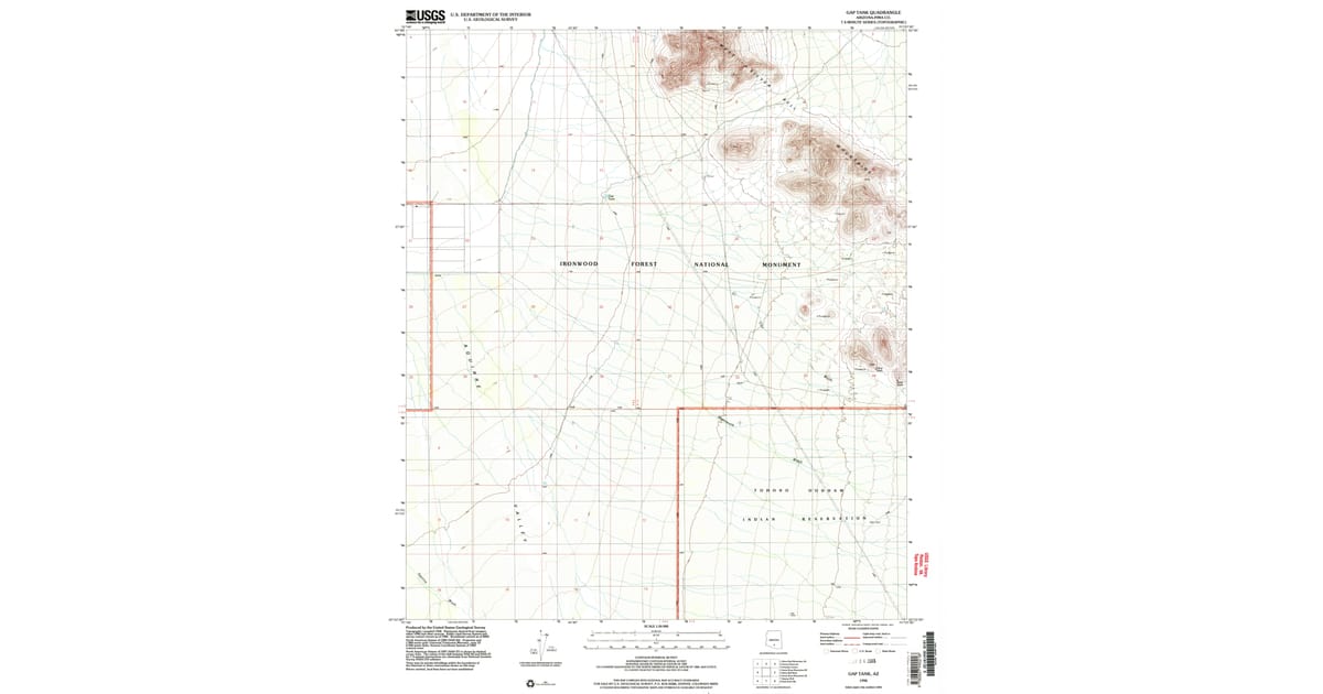 1996 Map of Gap Tank, Pima County, AZ — High-Res | Pastmaps