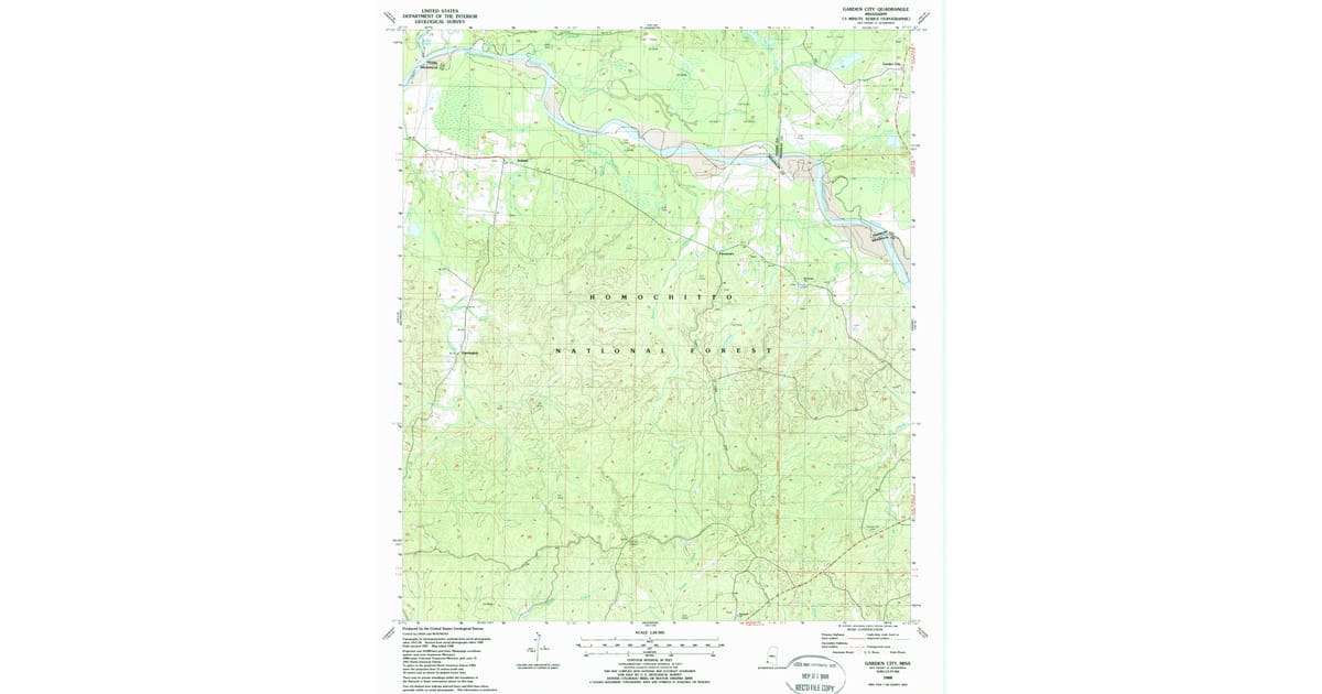 1988 Map of Garden City, Wilkinson County, MS — High-Res | Pastmaps