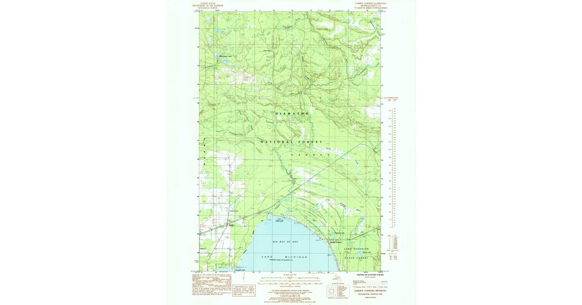 1985 Map of Garden Corners, Delta County, MI — High-Res | Pastmaps