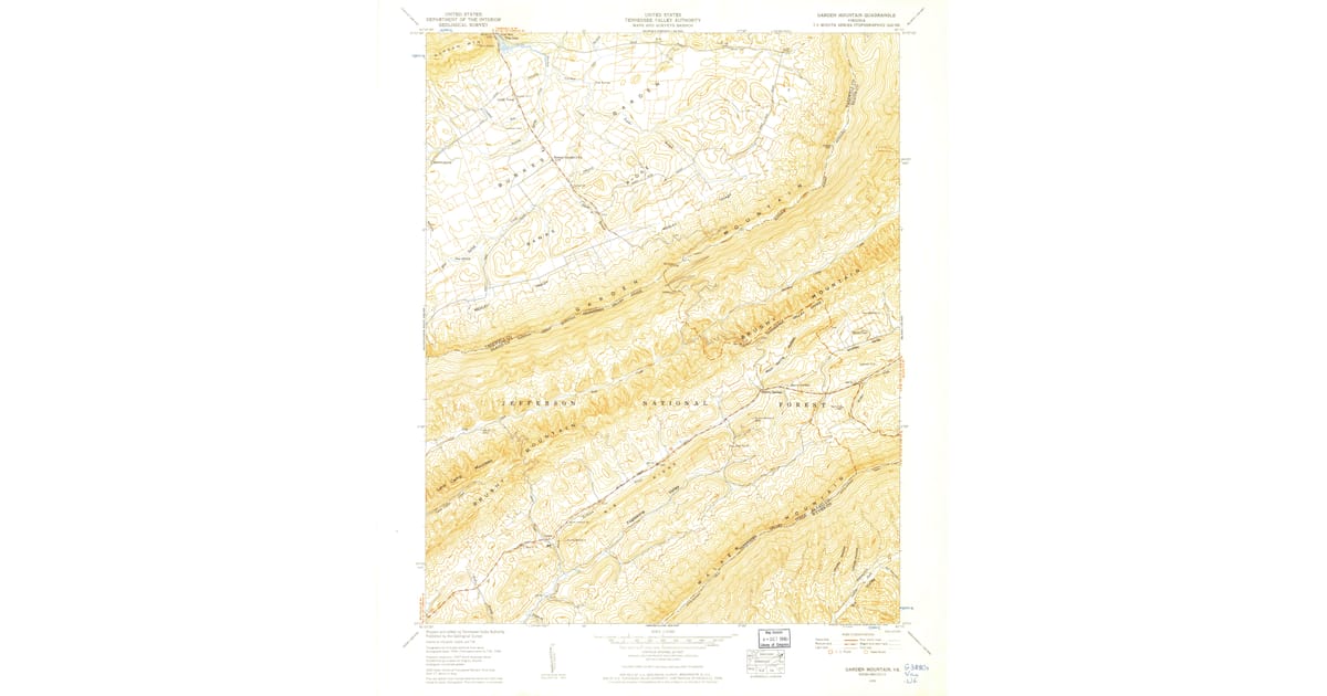 1958 Map of Garden Mountain, Bland County, VA — High-Res | Pastmaps