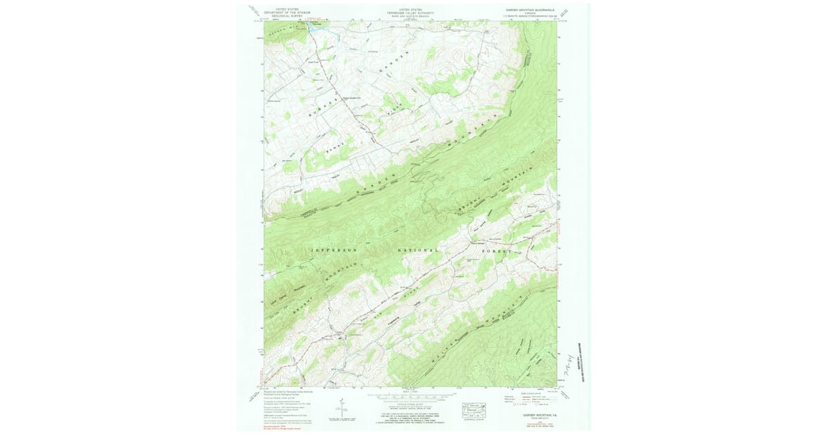 1958 Map of Garden Mountain, Bland County, VA — High-Res, 1983 Print ...