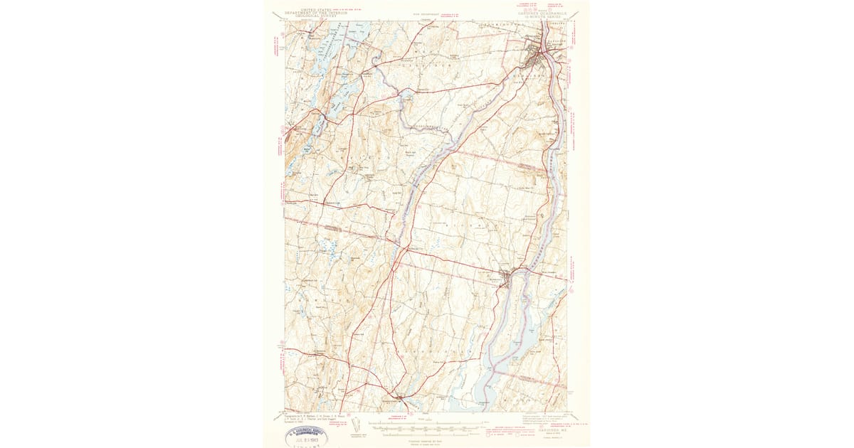 1943 Map of Gardiner, ME — High-Res | Pastmaps