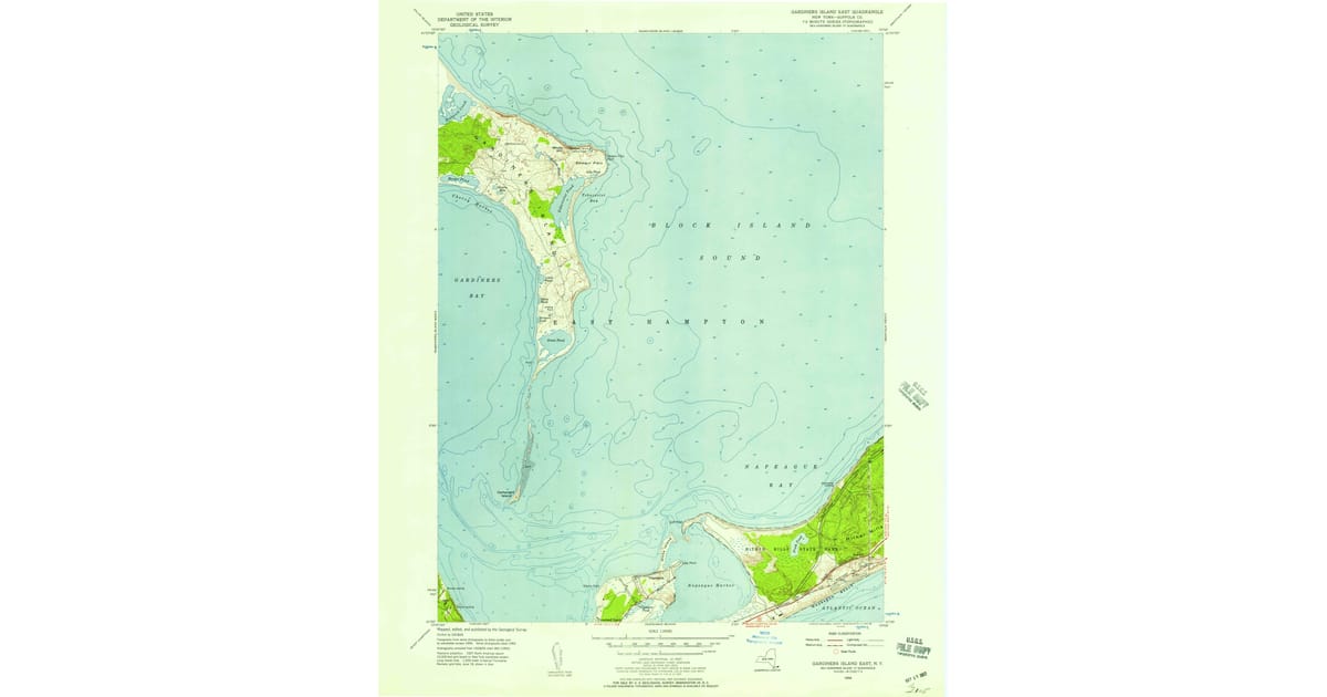 1956 Map of Gardiners Island East, Suffolk County, NY — High-Res | Pastmaps