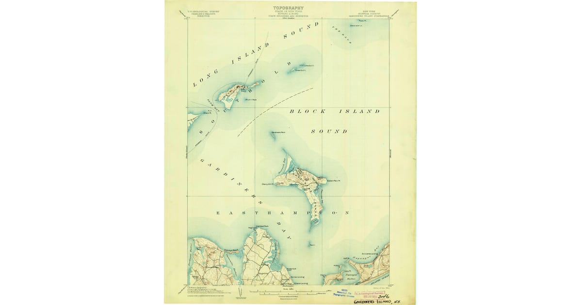 1904 Map of Gardiners Island, New York — High-Res | Pastmaps