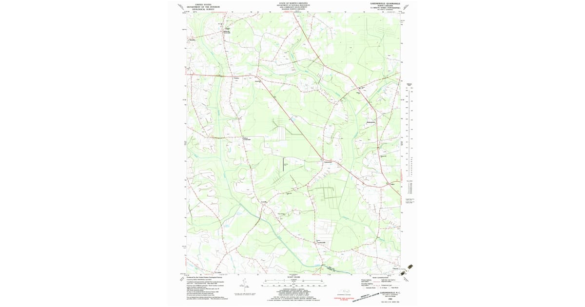 1983 Map of Gardnerville, Pitt County, NC — High-Res | Pastmaps