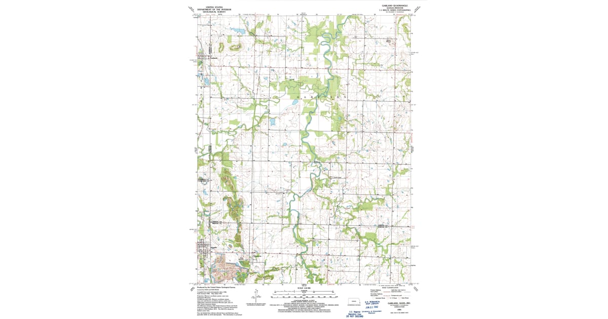 1991 Map of Garland, KS — High-Res | Pastmaps