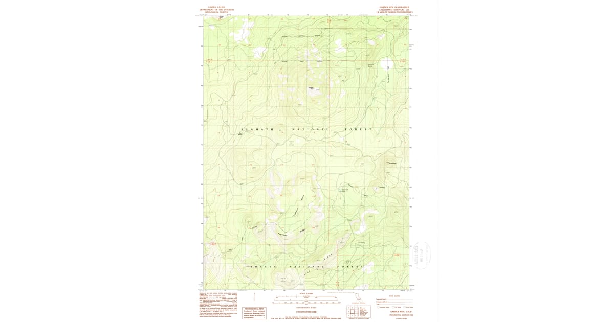 1988 Map of Garner Mountain, Siskiyou County, CA — High-Res | Pastmaps