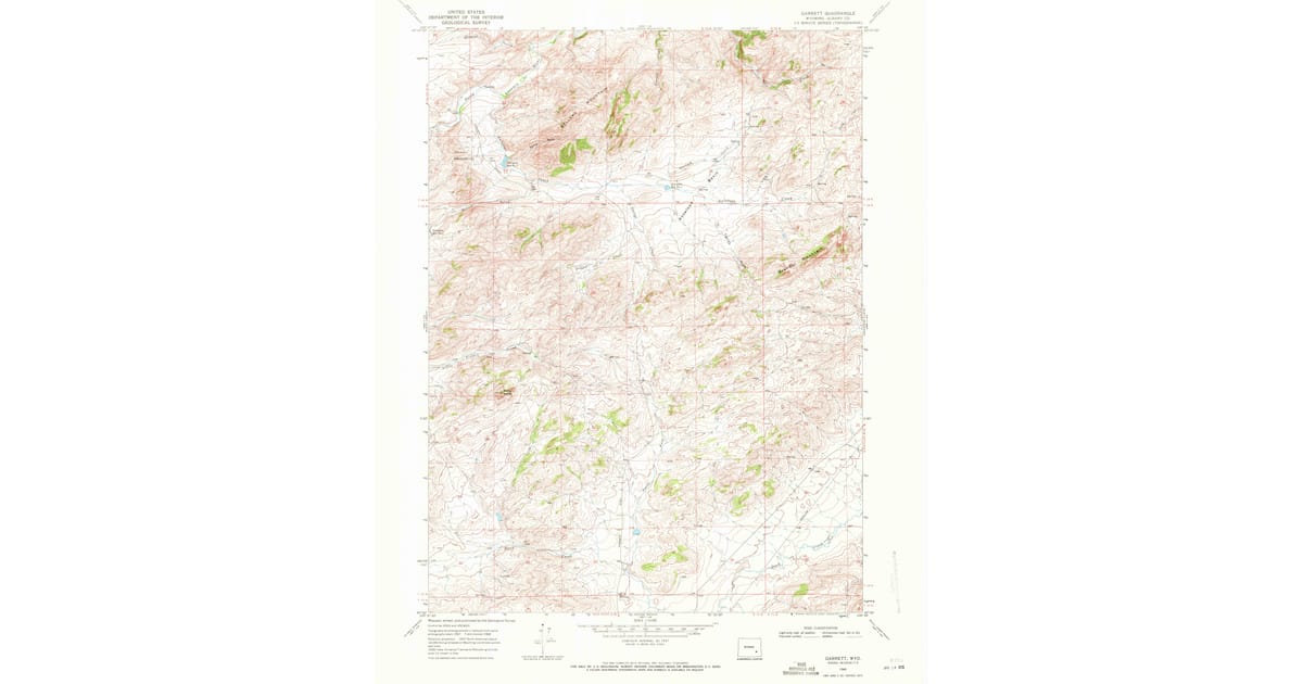 1968 Map of Garrett, Albany County, WY — High-Res | Pastmaps
