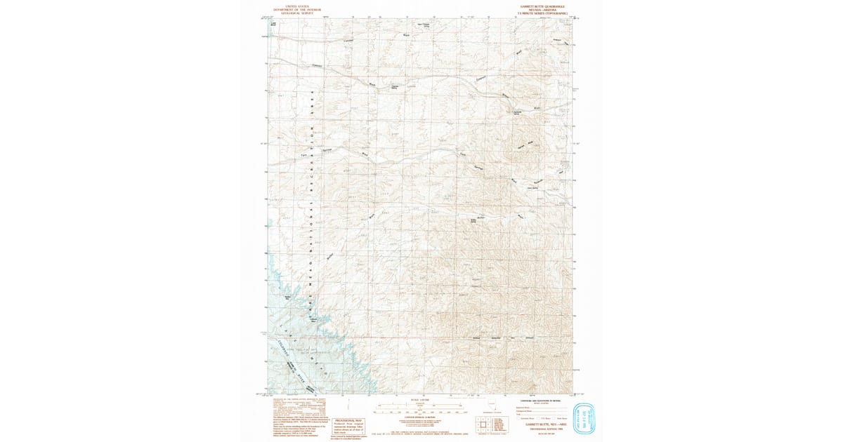 1984 Map of Garrett Butte, Clark County, NV — High-Res, 1991 Print ...