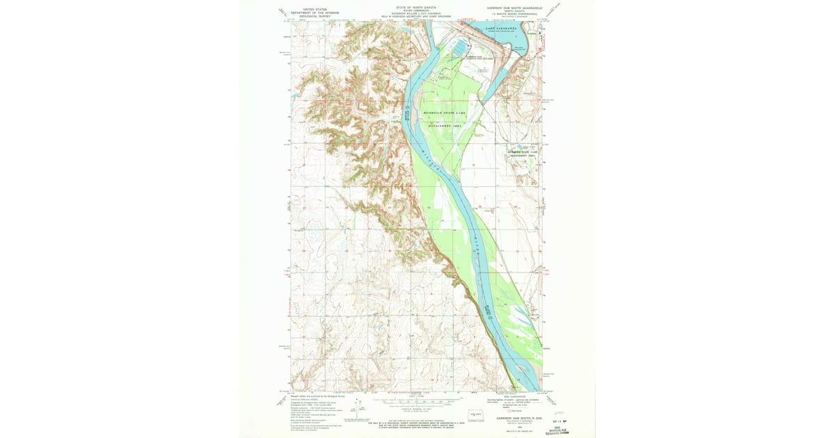 1969 Map of Garrison Dam South, Mercer County, ND — High-Res | Pastmaps