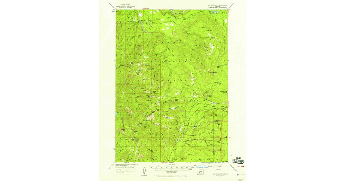 1956 Map of Garwood Butte, Douglas County, OR — High-Res | Pastmaps