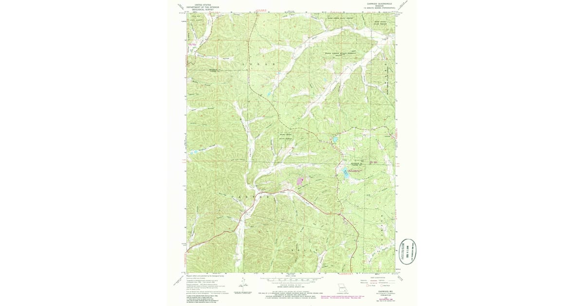 1968 Map of Garwood, Carter County, MO — High-Res, 1985 Print | Pastmaps