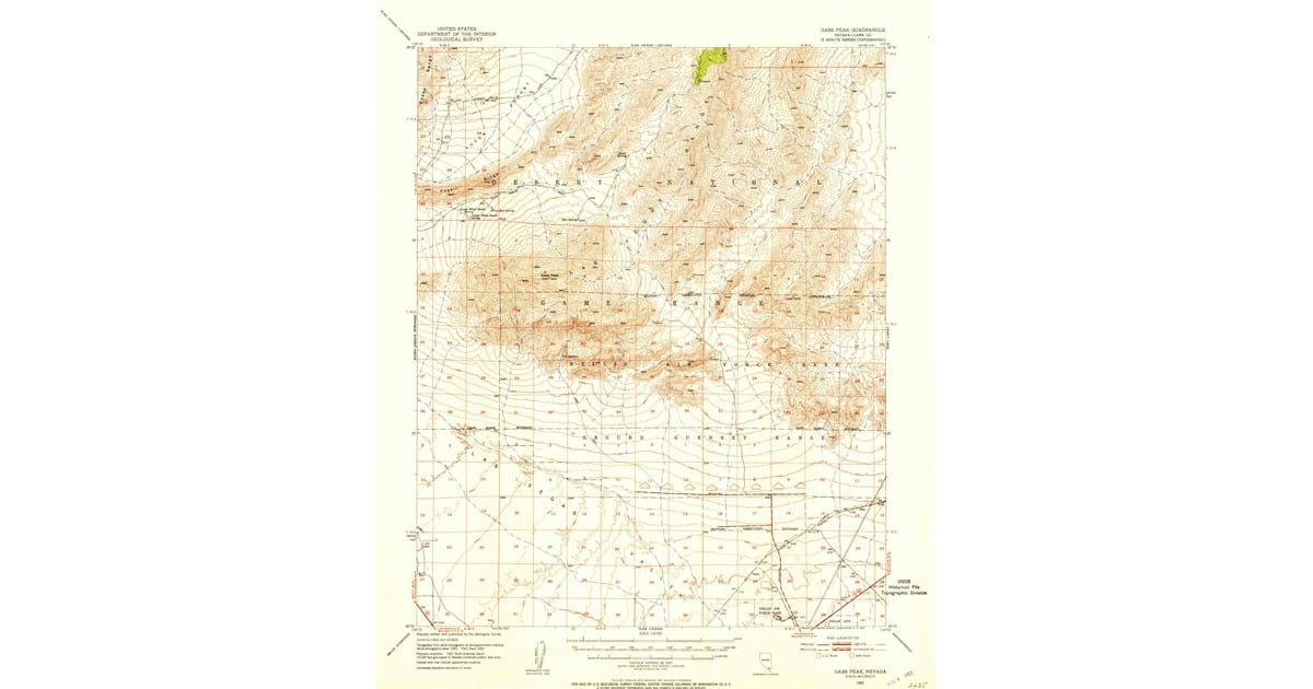 1952 Map of Gass Peak, Clark County, NV — High-Res | Pastmaps