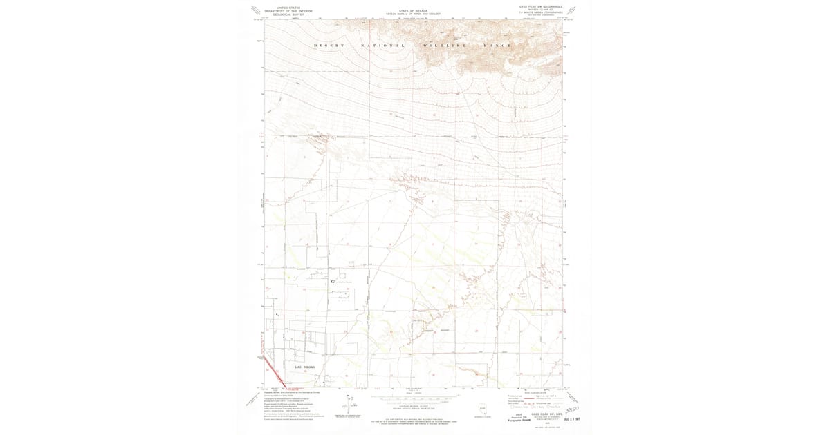 1974 Map of Gass Peak SW, Clark County, NV — High-Res | Pastmaps