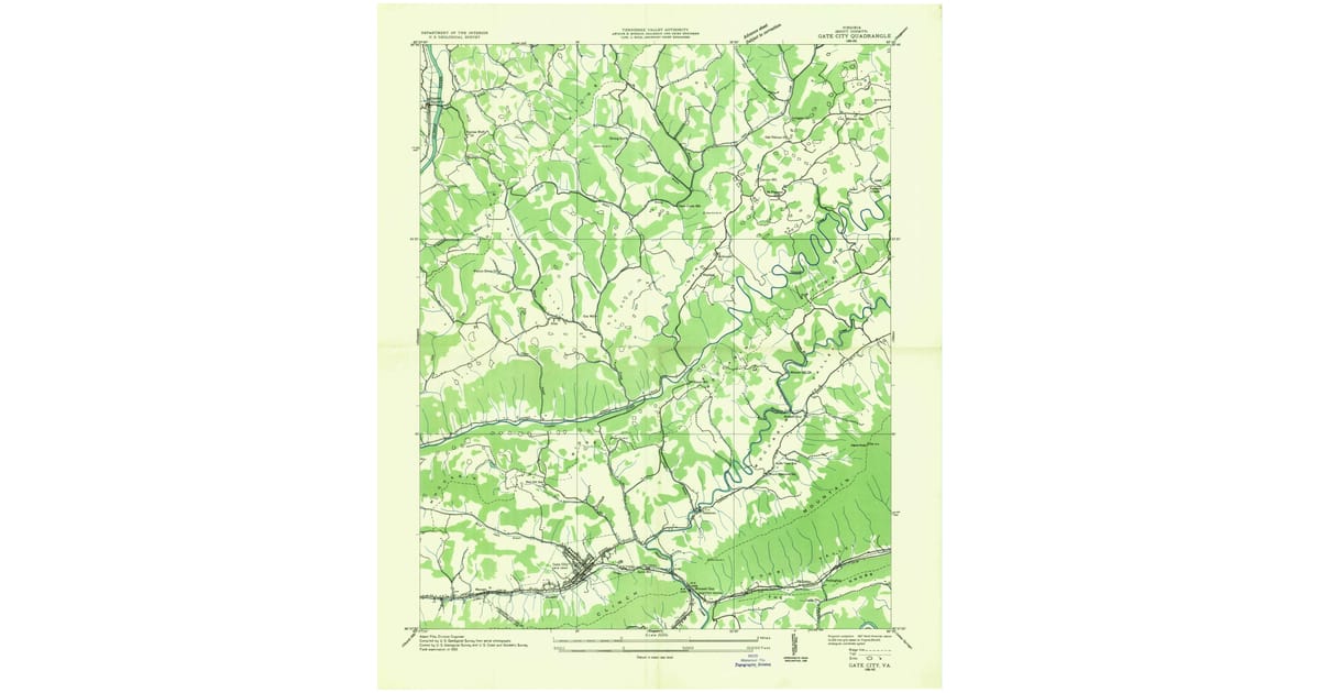 1935 Map of Gate City, VA — High-Res | Pastmaps