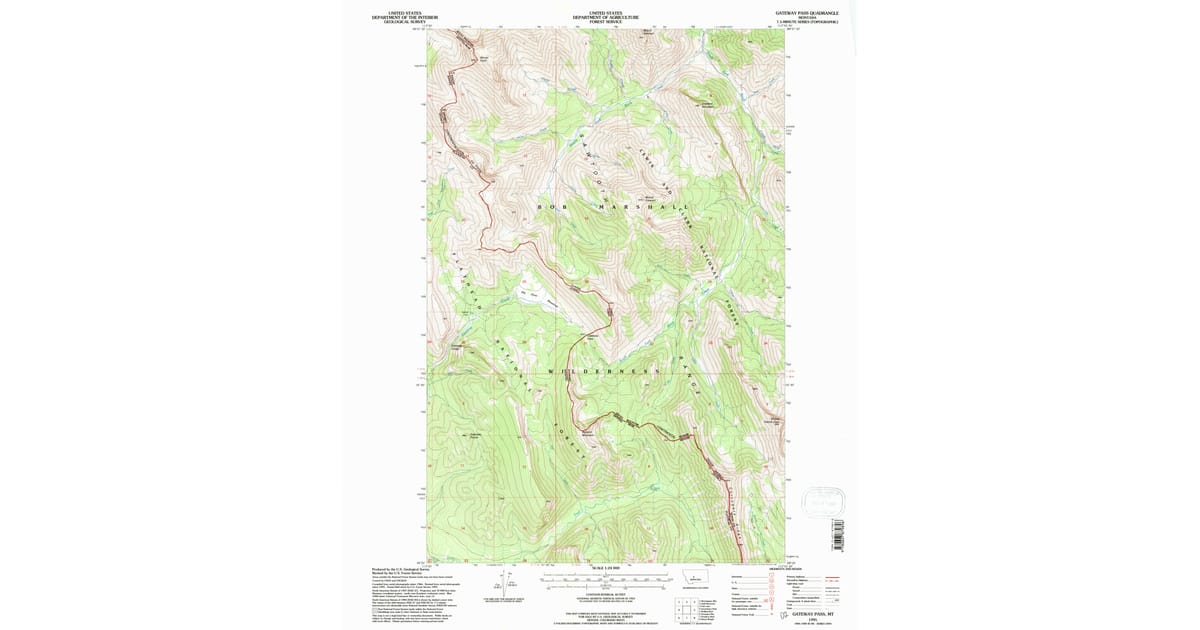 1995 Map of Gateway Pass, Teton County, MT — High-Res | Pastmaps