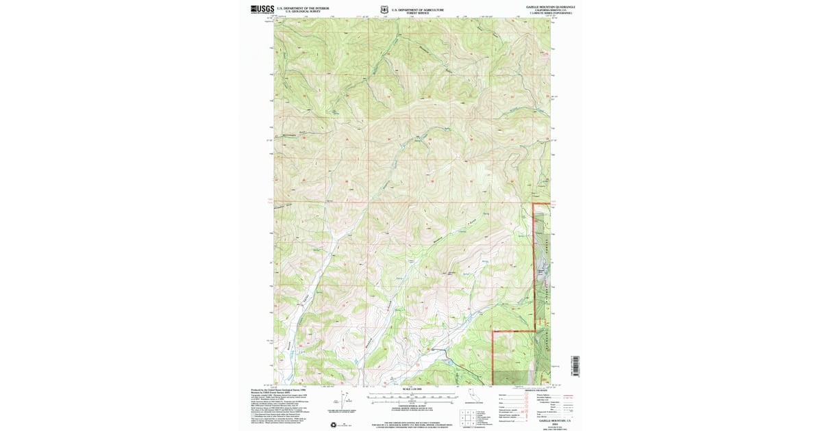2001 Map of Gazelle Mountain, Siskiyou County, CA — High-Res | Pastmaps