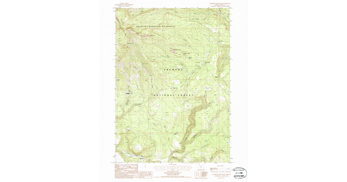 1988 Map of Gearhart Mountain, Lake County, OR — High-Res | Pastmaps