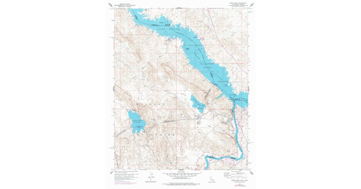 1959 Map of Gene Wash, San Bernardino County, CA — High-Res, 1978 Print ...
