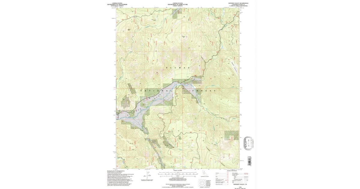 1994 Map of Genesee Valley, Plumas County, CA — High-Res, 1997 Print #2 ...