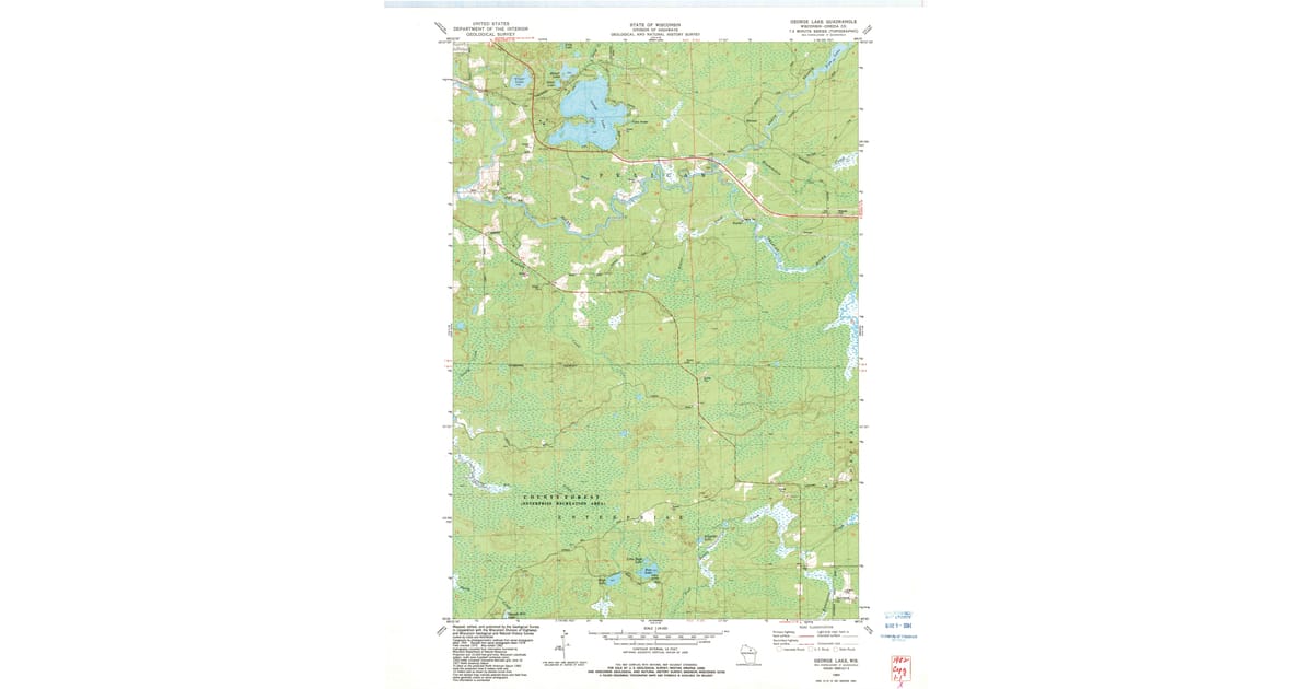 1982 Map of George Lake, Oneida County, WI — High-Res | Pastmaps