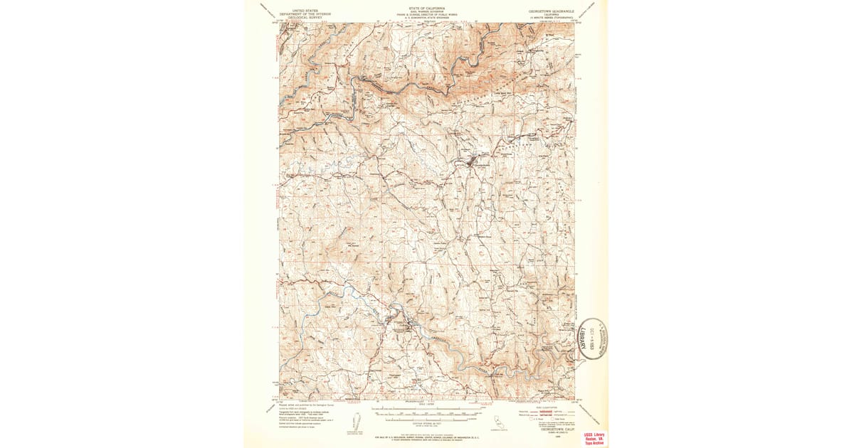 1949 Map of Georgetown, CA — High-Res, 1953 Print | Pastmaps