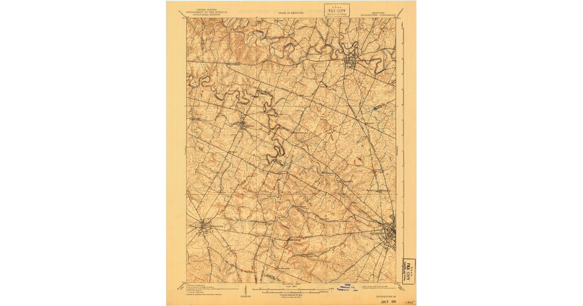 1908 Map of Georgetown, KY — High-Res, 1940 Print | Pastmaps