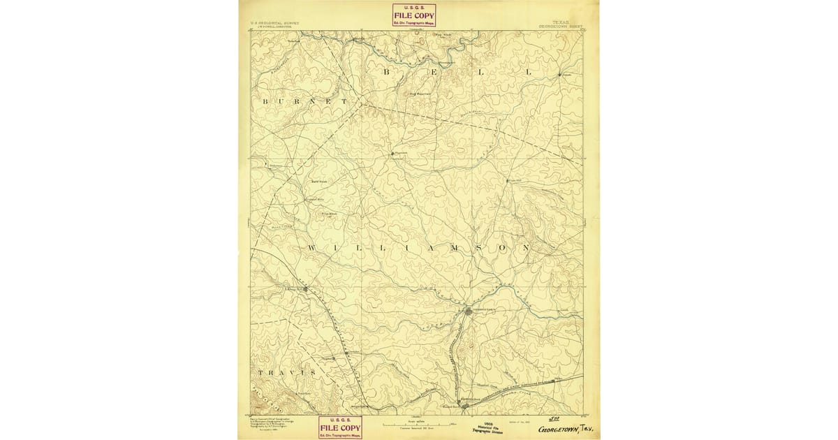 Old Maps of Liberty Hill, TX for Hiking & Exploration | Pastmaps