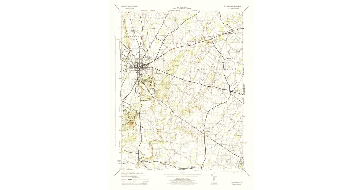 1944 Map of Gettysburg, PA — High-Res | Pastmaps