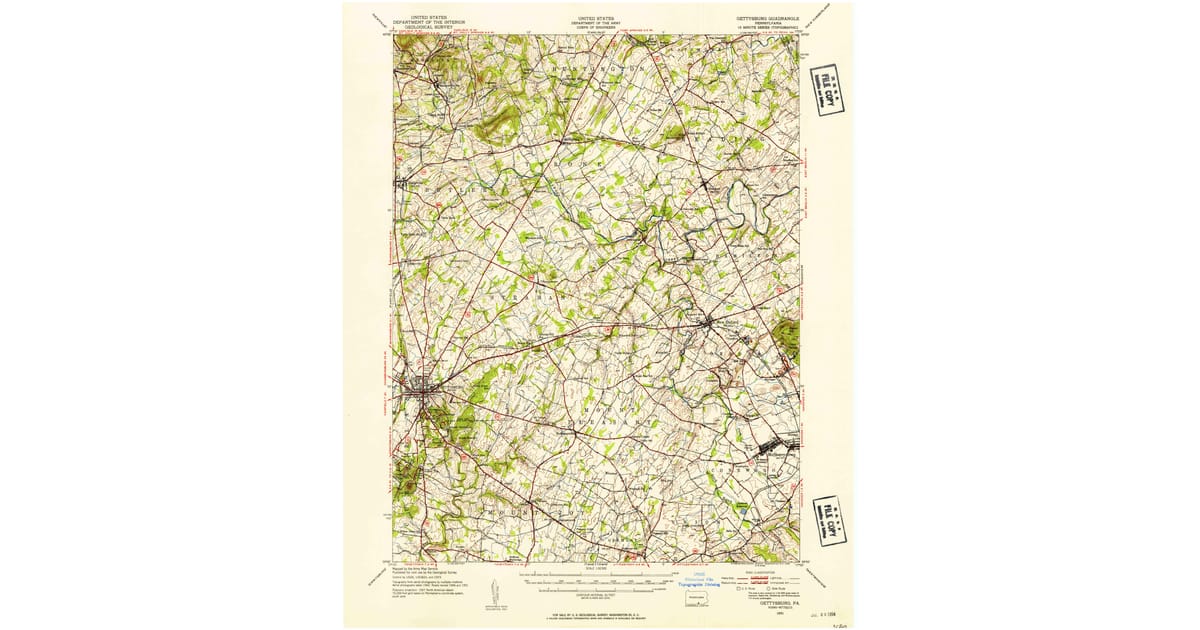 1951 Map of Gettysburg, PA — High-Res | Pastmaps