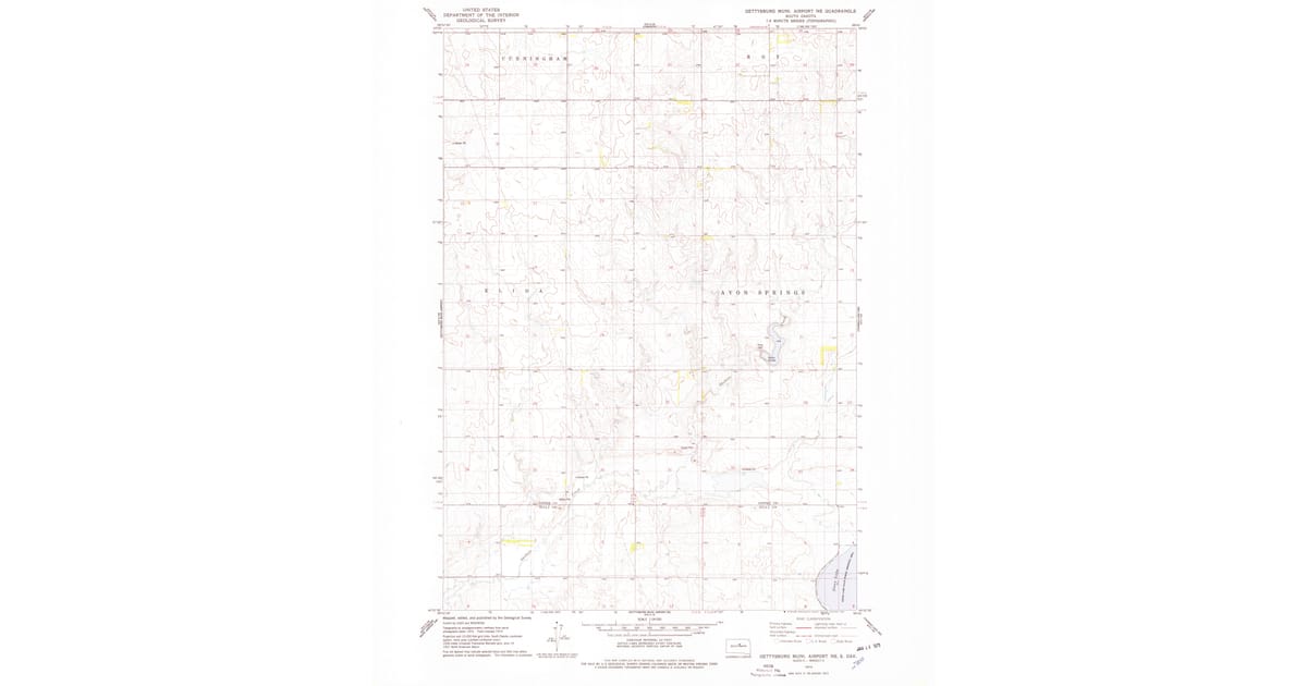 1974 Map of Gettysburg Muni. Airport NE, Potter County, SD — High-Res ...