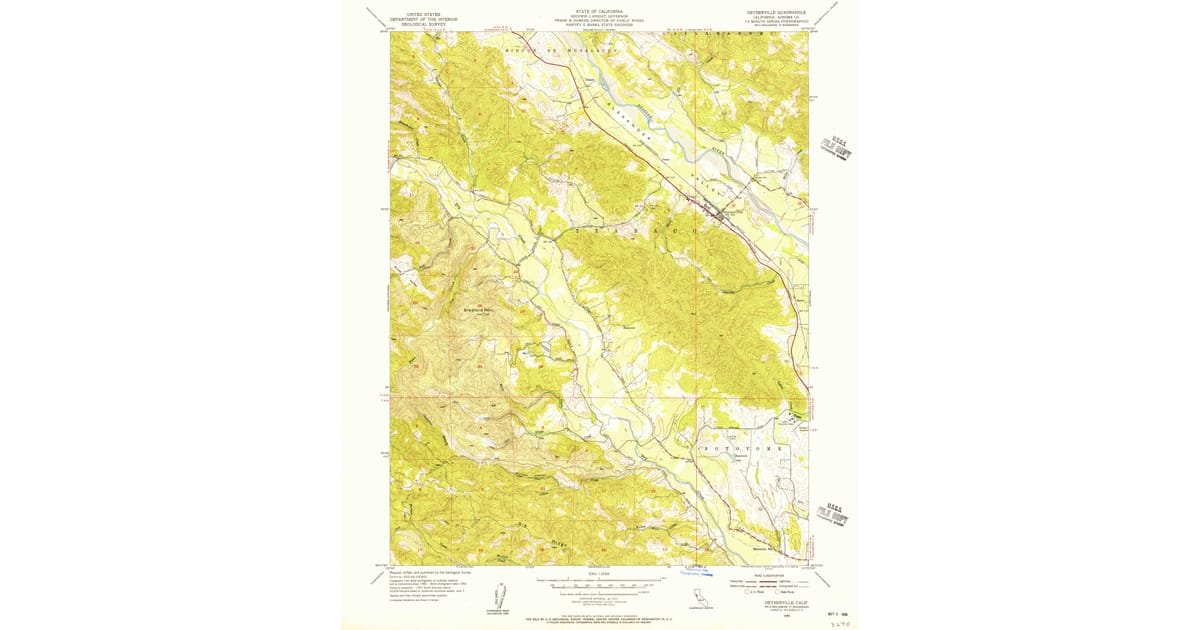 1955 Map of Geyserville, CA — High-Res | Pastmaps