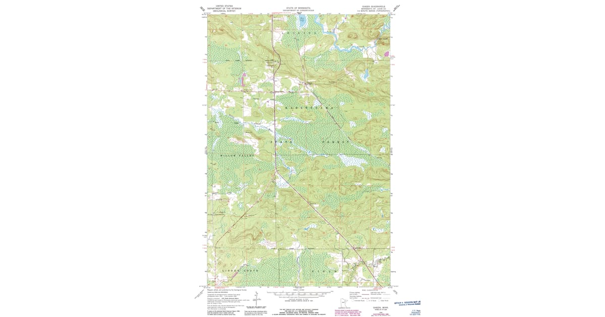 1964 Map of Gheen, St. Louis County, MN — High-Res, 1986 Print | Pastmaps