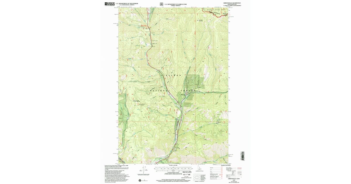 1997 Map of Gibbonsville, Lemhi County, ID — High-Res | Pastmaps