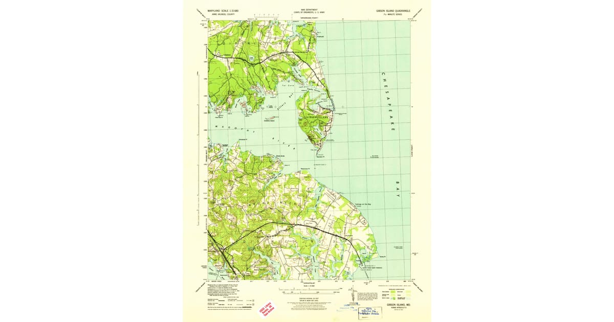 1944 Map of Gibson Island, Anne Arundel County, MD — High-Res | Pastmaps