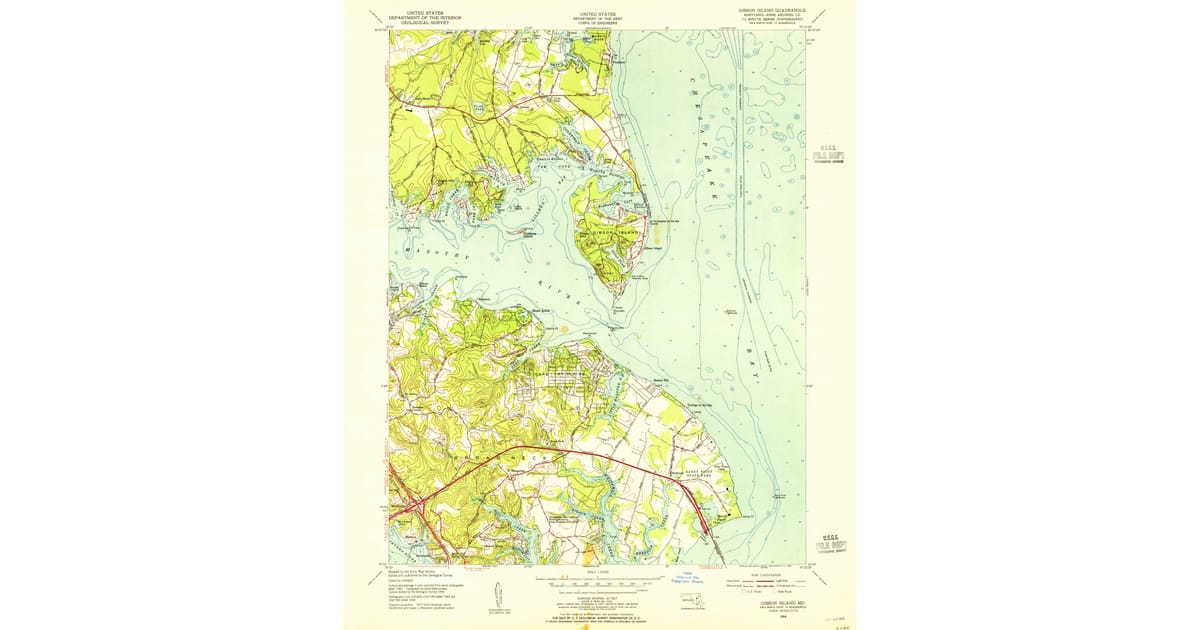 1954 Map of Gibson Island, Anne Arundel County, MD — High-Res | Pastmaps