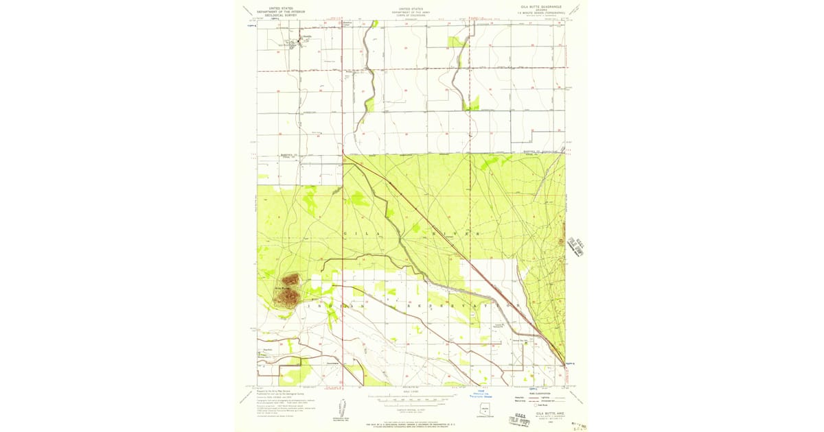 1952 Map of Gila Butte, Pinal County, AZ — High-Res | Pastmaps