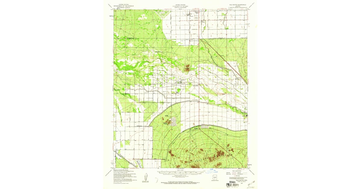 1952 Map of Gila Butte, Pinal County, AZ — High-Res | Pastmaps