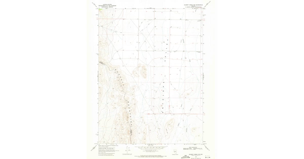 1969 Map of Gilbert Creek NW, Lander County, NV — High-Res | Pastmaps