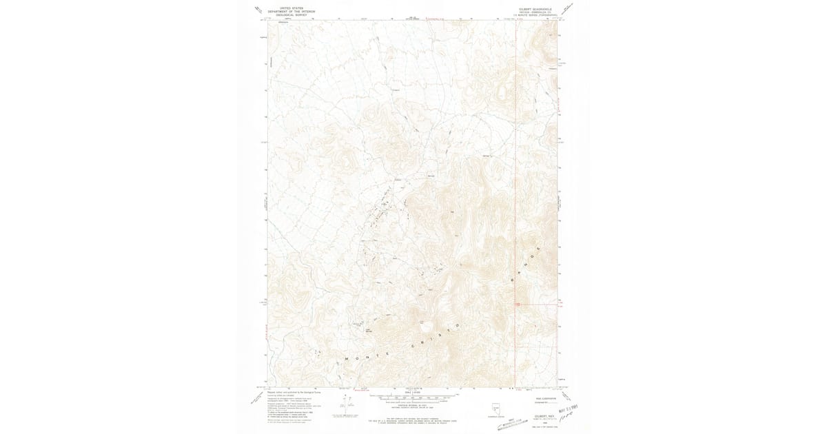 1968 Map of Gilbert, Esmeralda County, NV — High-Res, 1981 Print | Pastmaps