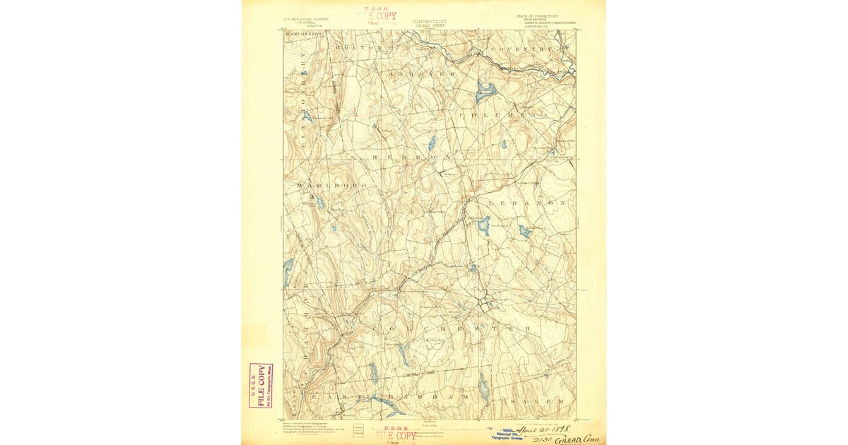 1892 Map of Gilead, Tolland County, CT — High-Res, 1898 Print | Pastmaps