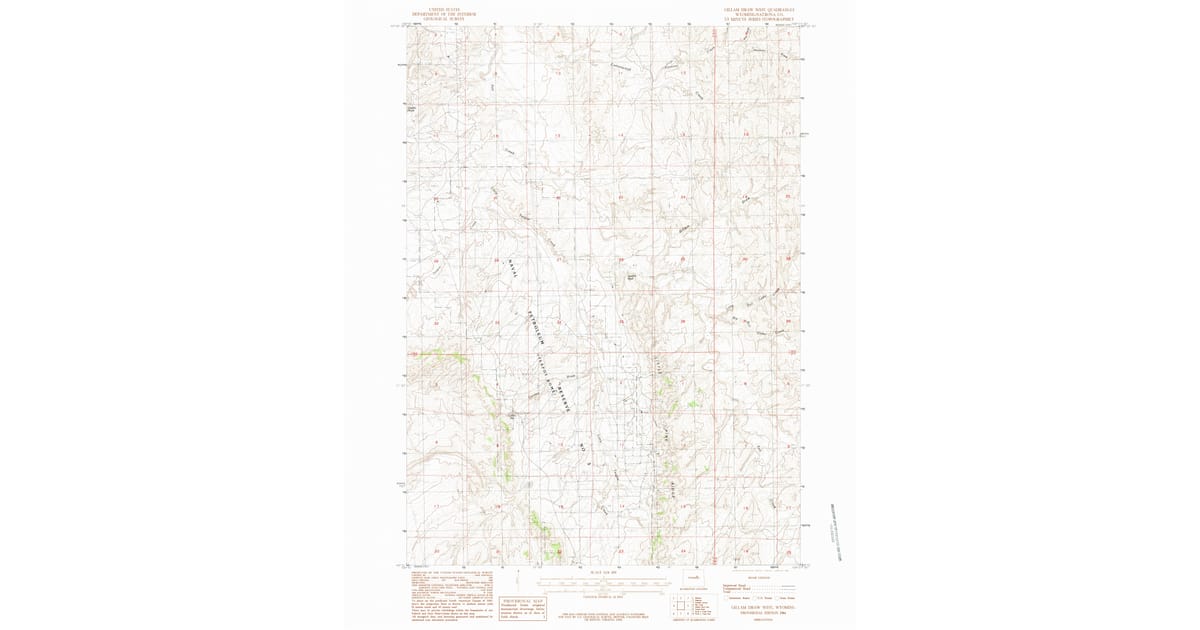 1984 Map of Gillam Draw West, Natrona County, WY — High-Res | Pastmaps