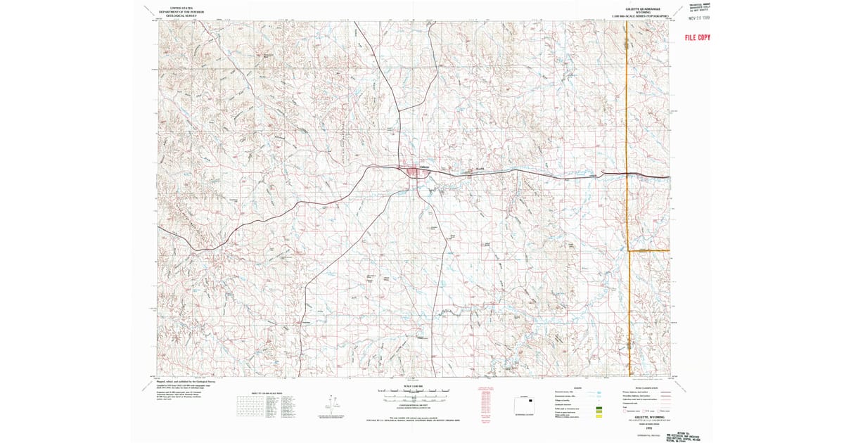 1972 Map of Gillette, WY — High-Res | Pastmaps