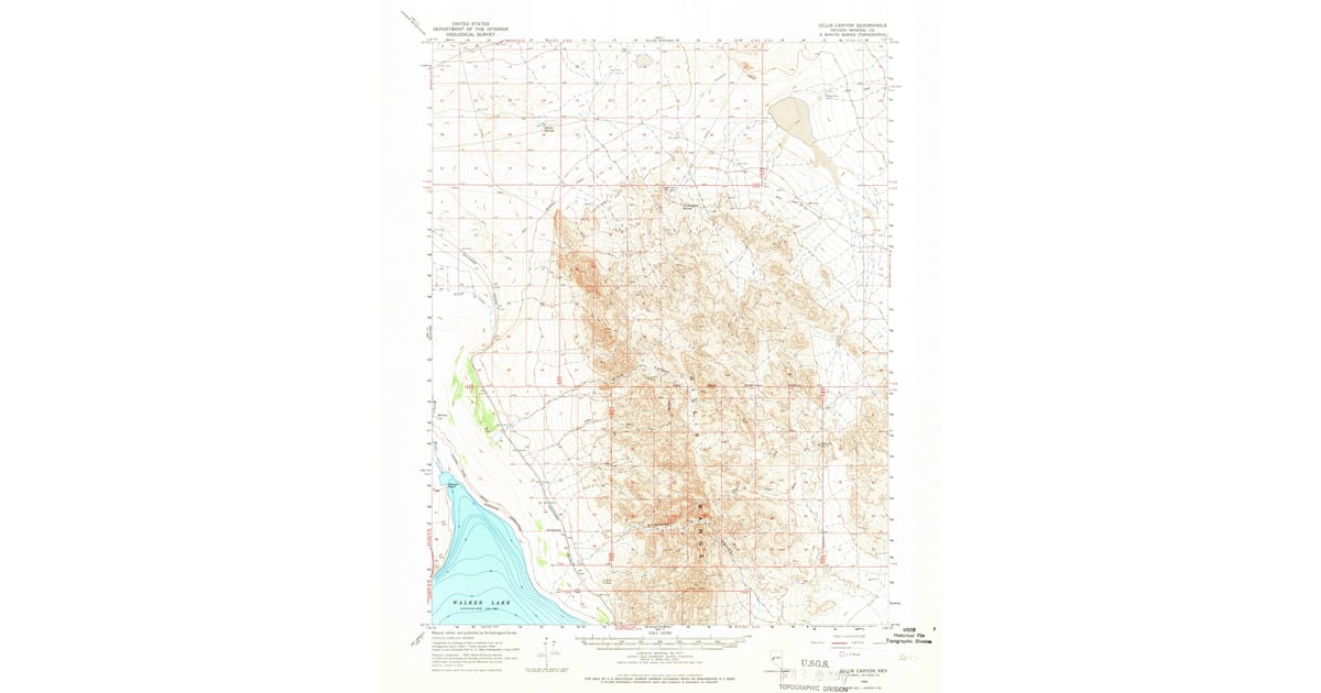 1964 Map of Gillis Canyon, Mineral County, NV — High-Res | Pastmaps
