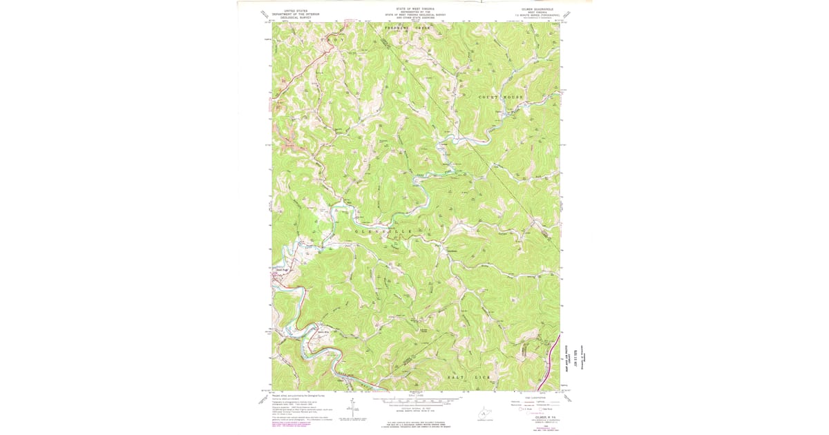1966 Map of Gilmer, Gilmer County, WV — High-Res, 1977 Print | Pastmaps