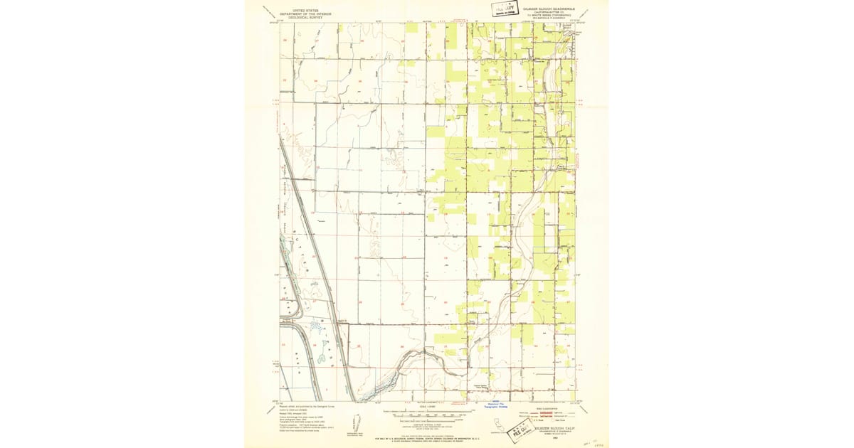 1952 Map of Gilsizer Slough, Sutter County, CA — High-Res | Pastmaps