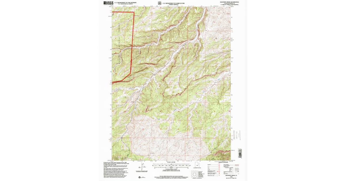 1996 Map of Gilsonite Draw, Duchesne County, UT — High-Res | Pastmaps