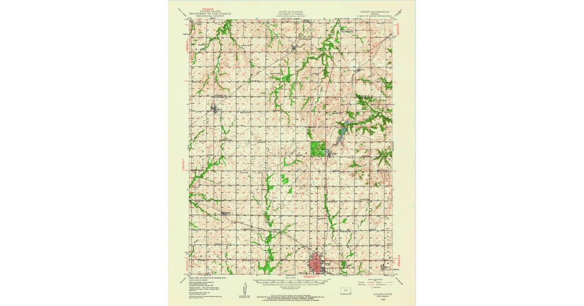 1948 Map of Girard, KS — High-Res | Pastmaps