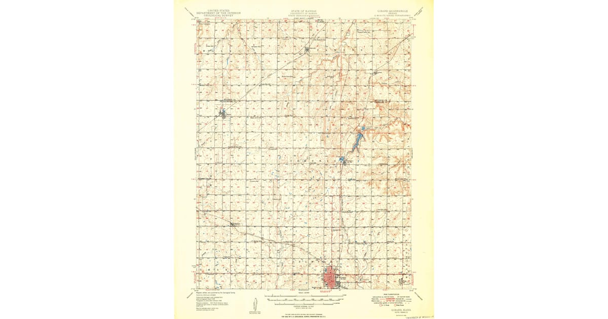 1949 Map of Girard, KS — High-Res | Pastmaps